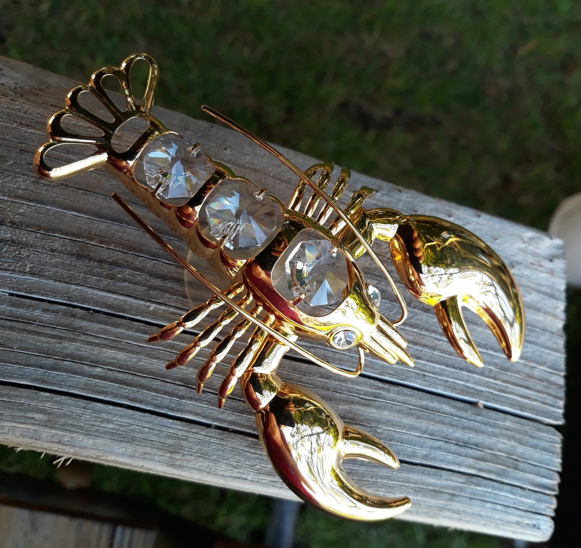 Lobster Figurine Ornament Swarovski Crystal 24 Karat Gold Plated ...