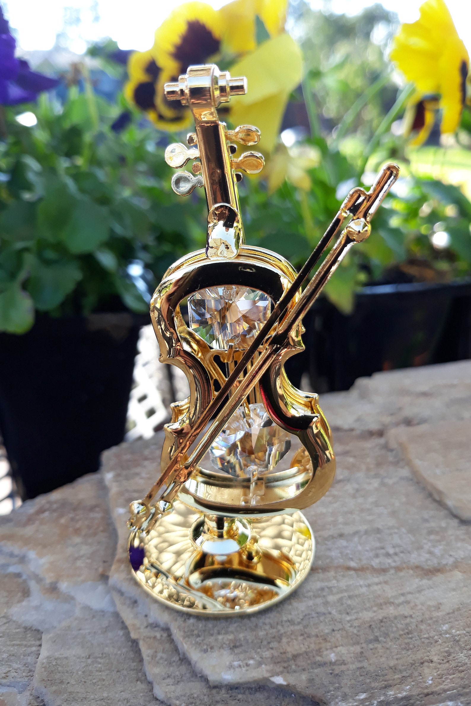 Violin Ornament Swarovski Crystal Figurine 24 Karat Gold - Etsy