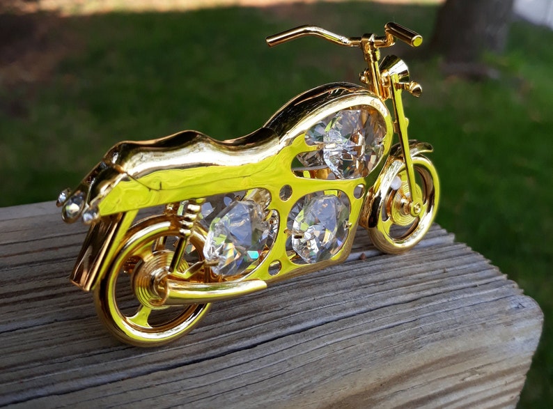 Motorcycle Ornament Crystal Studded 24 Karat Gold Plated Motorcycle ...