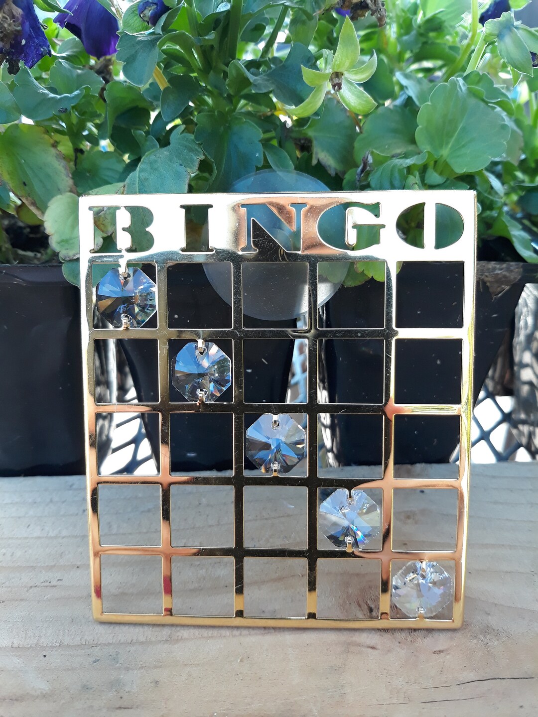 Swarovski Crystal Bingo Card Ornament, 24 Karat Gold Plated Suncatcher ...
