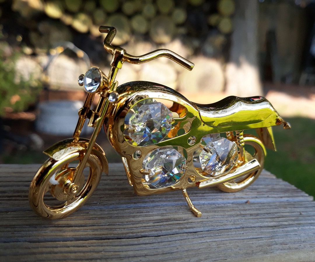Motorcycle Ornament Crystal Studded 24 Karat Gold Plated Motorcycle ...