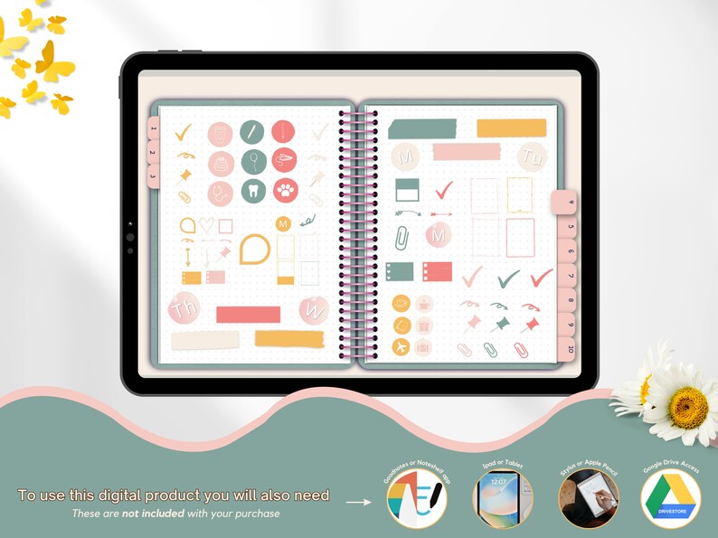 Digital Stickers Spring Coloured Pack, 500 Pre-cropped PNG Stickers ...