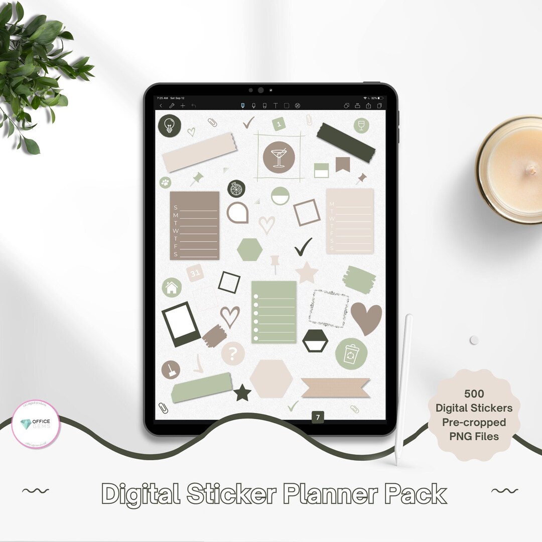 Digital Sticker Planner Pack, 500 Pre-cropped PNG Stickers for Planner ...
