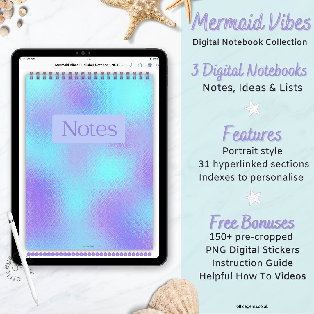 Mermaid Vibes Digital Notebooks for All Your Notes Ideas and - Etsy