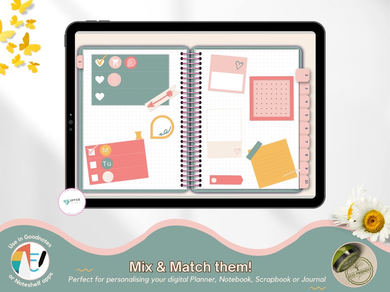 Digital Stickers Spring Coloured Pack, 500 Pre-cropped PNG Stickers ...