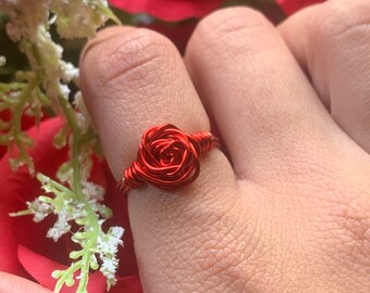 Wire Rose Ring - Etsy