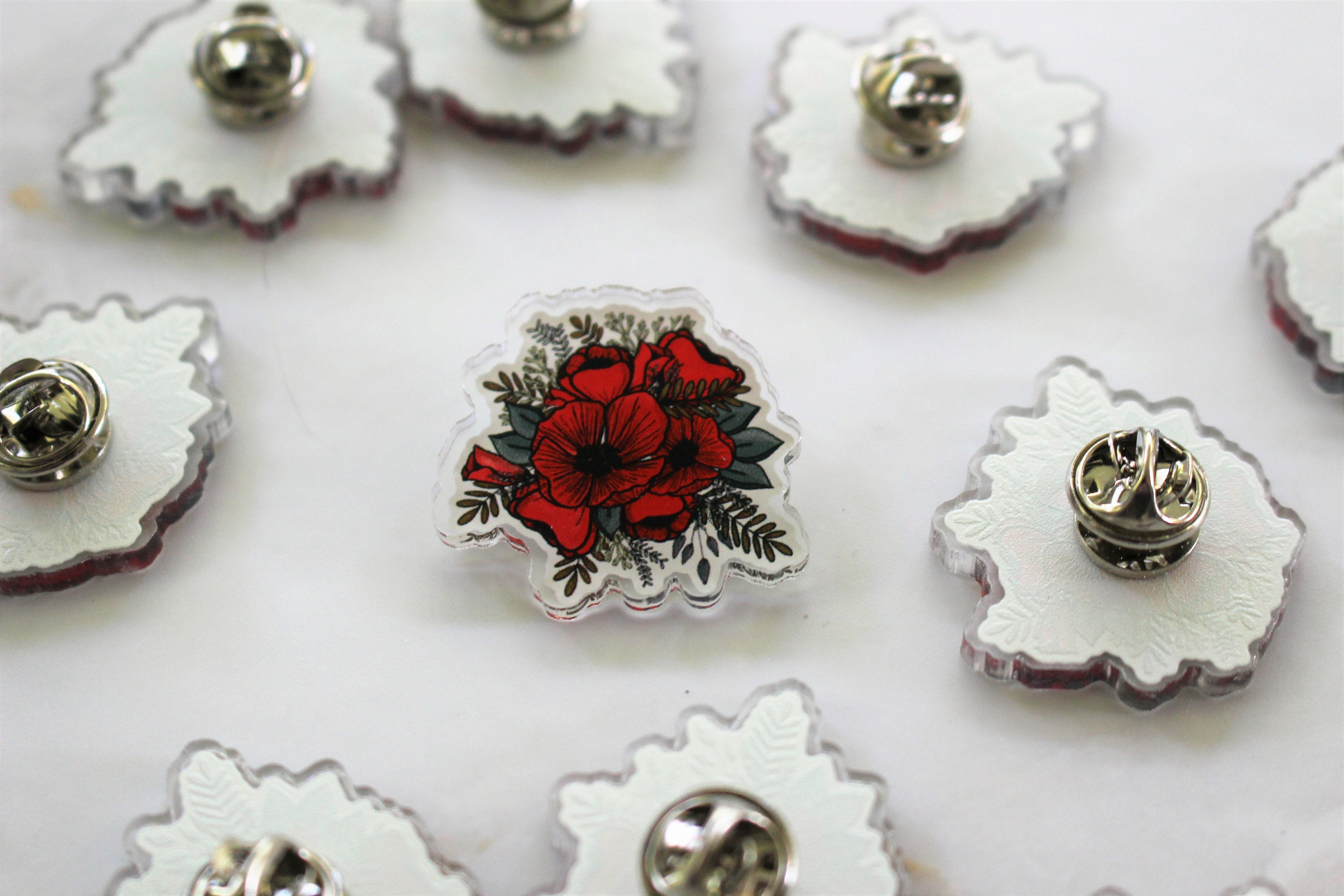 Poppy Acrylic Pin Poppy Flowers Poppies Acrylic Pin | Etsy