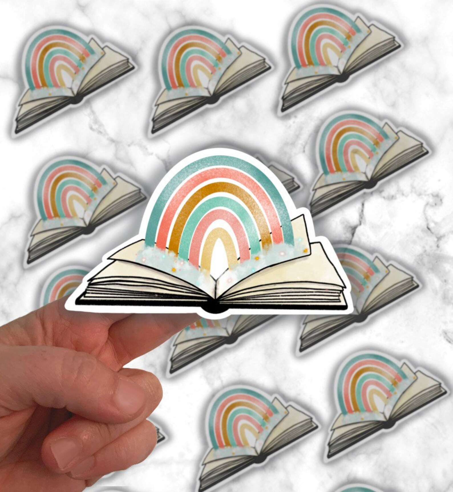 Rainbow Book Sticker - Etsy