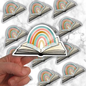 Rainbow Book Sticker - Etsy