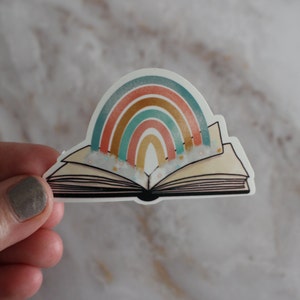 Rainbow Book Sticker - Etsy