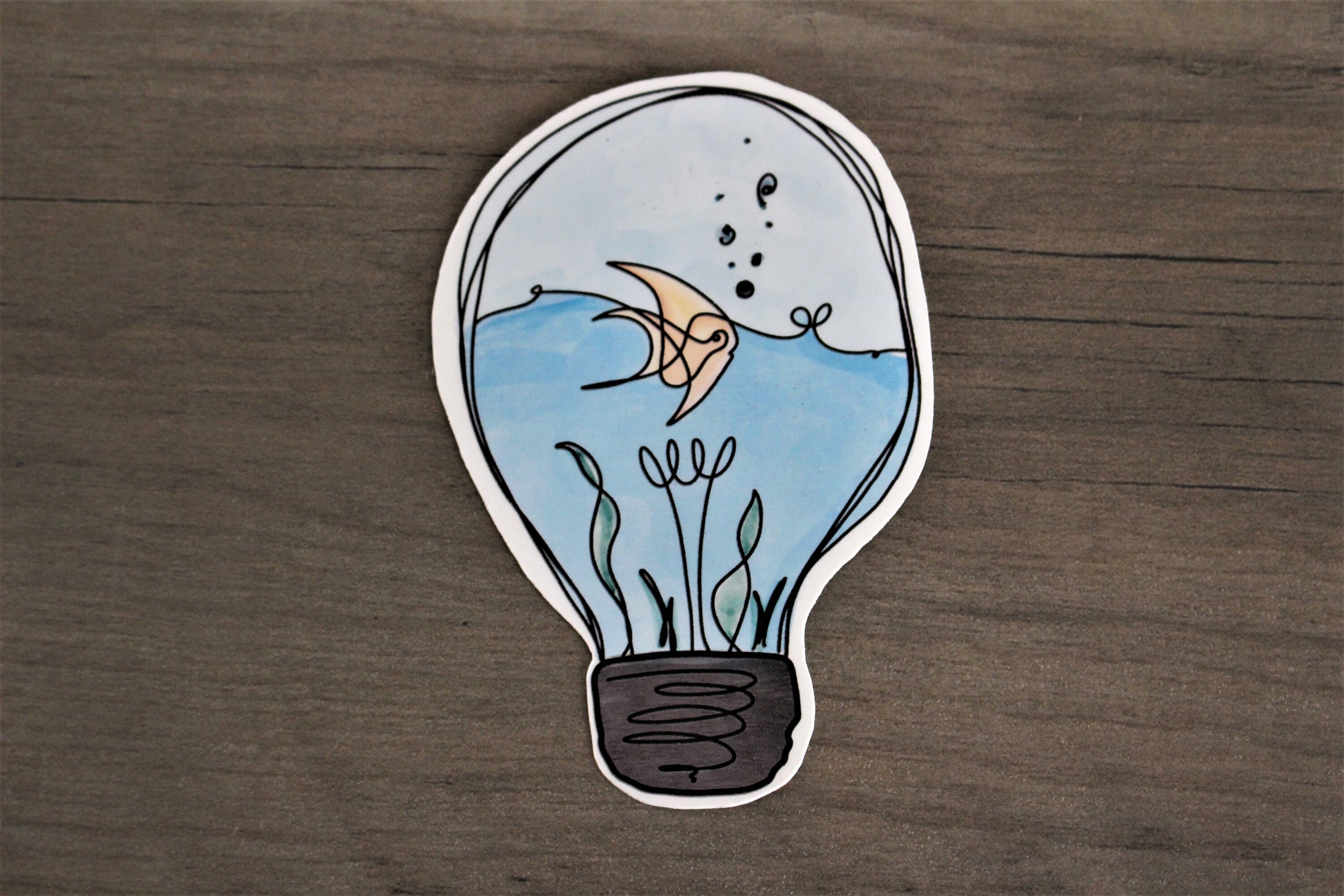 Fish Bowl Lightbulb Sticker - Etsy