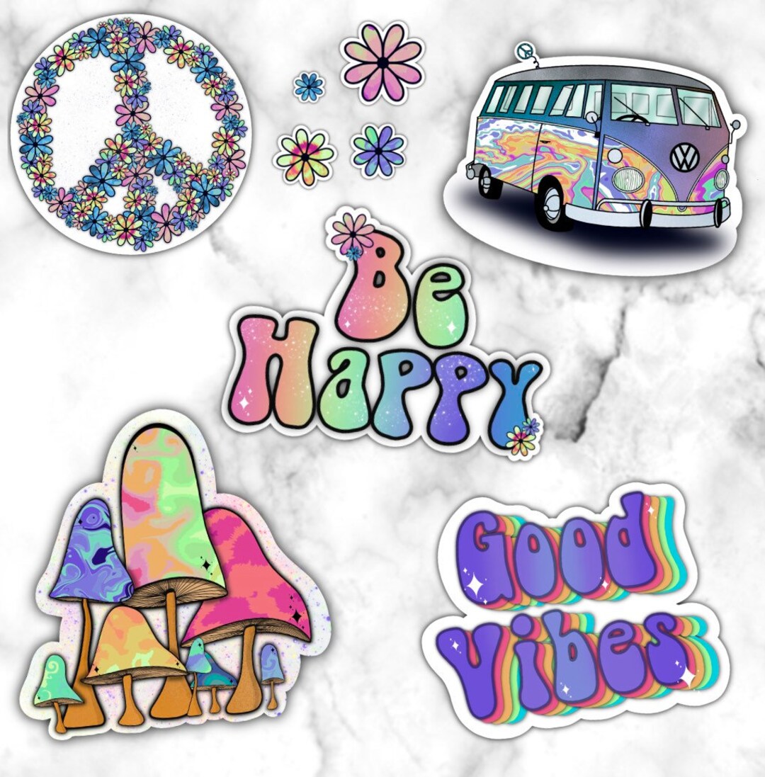 The Groovy Collection Vinyl Stickers | 70’s Stickers | Peace Stickers ...