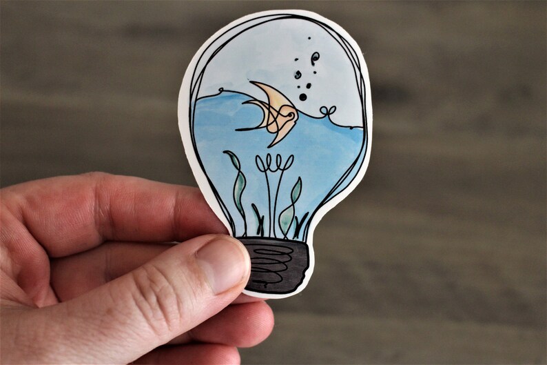 Fish Bowl Lightbulb Sticker - Etsy