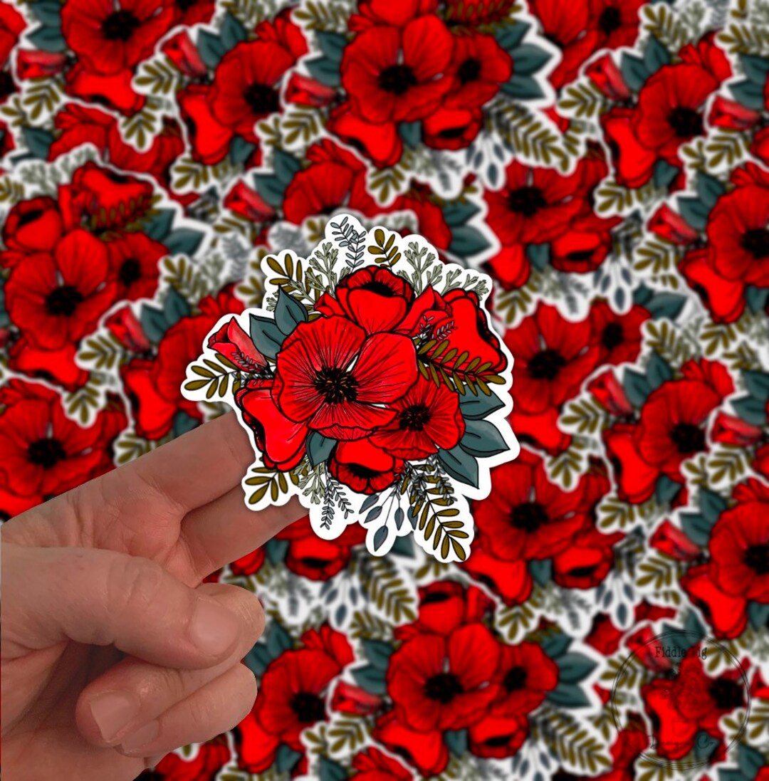 Poppy Flower Sticker | Floral Sticker | Poppies |flowers | Vinyl ...
