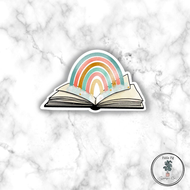 Rainbow Book Sticker | Etsy