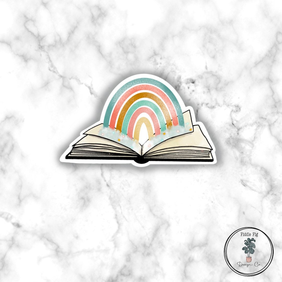 Rainbow Book Sticker - Etsy