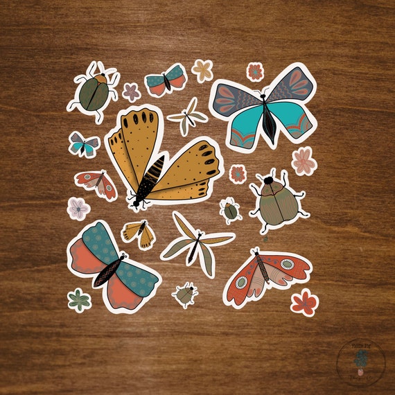 Insect Sticker Pack moth Sticker Bug Sticker Nature | Etsy