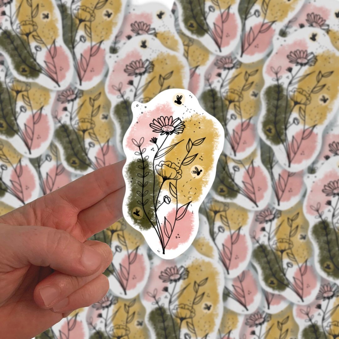 Floral Doodle Sticker - Etsy
