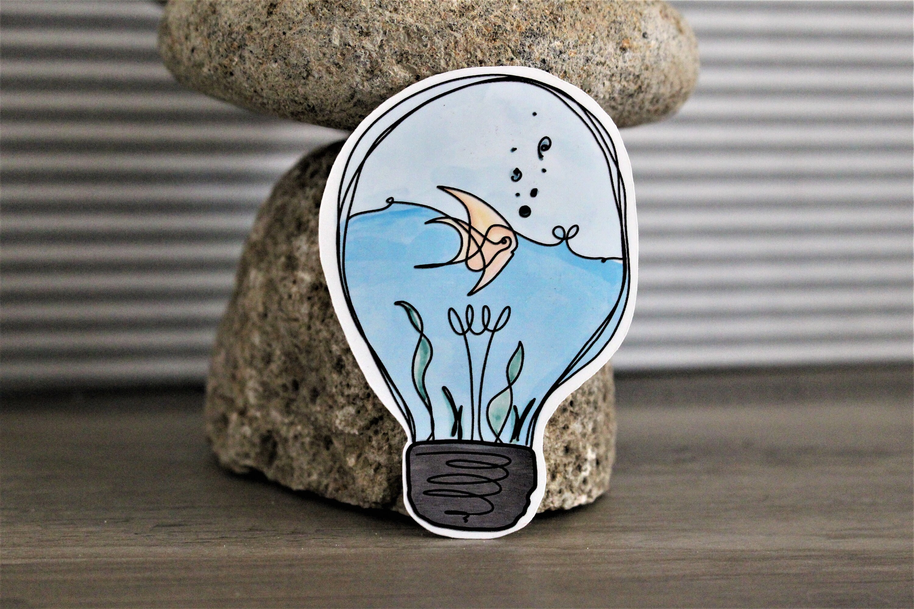 Fish Bowl Lightbulb Sticker - Etsy