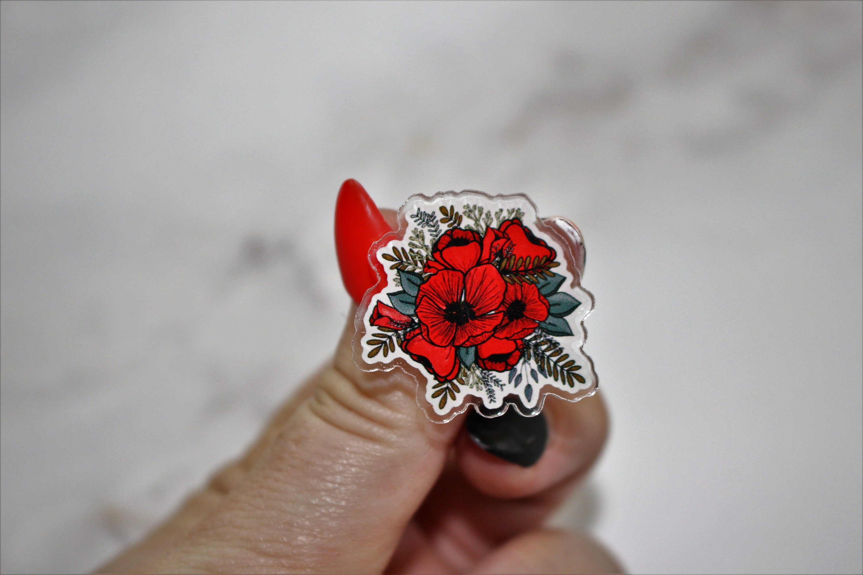 Poppy Acrylic Pin Poppy Flowers Poppies Acrylic Pin - Etsy