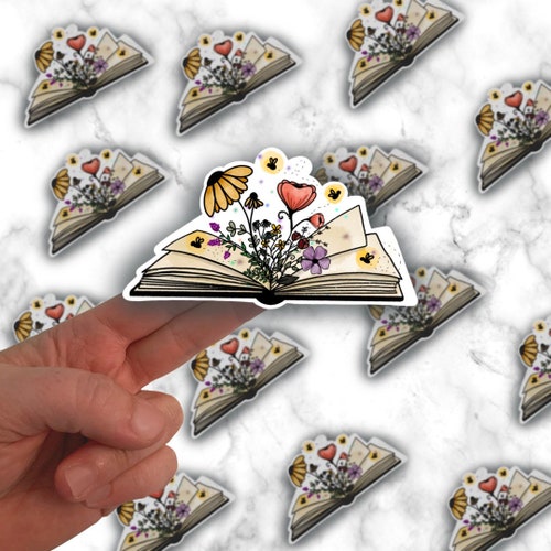 Floral Book Sticker Books Reading Sticker Floral Sticker - Etsy