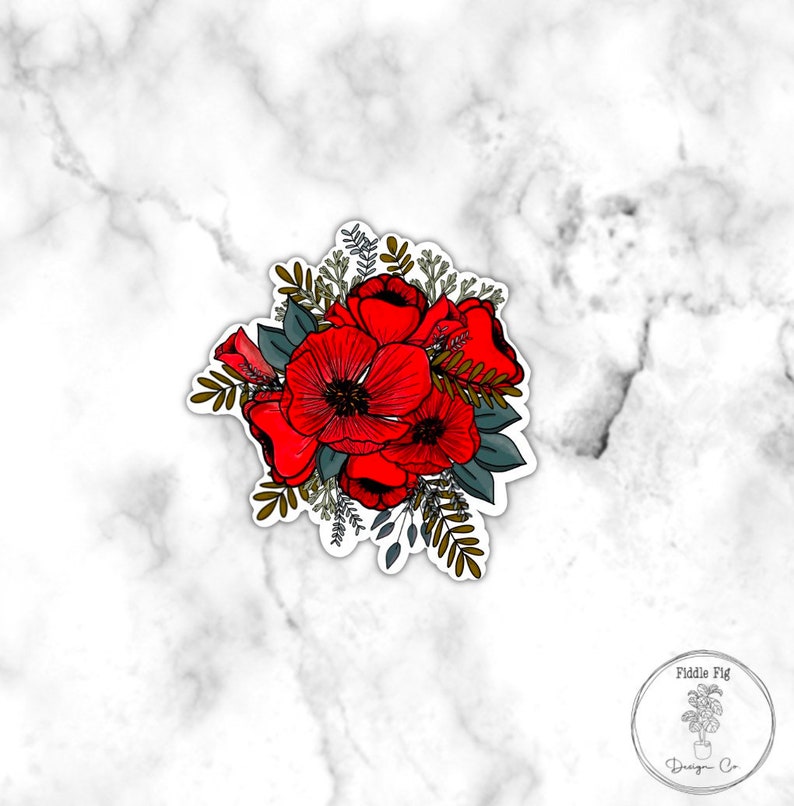 Poppy Flower Sticker | Floral Sticker | Poppies |flowers | Vinyl ...