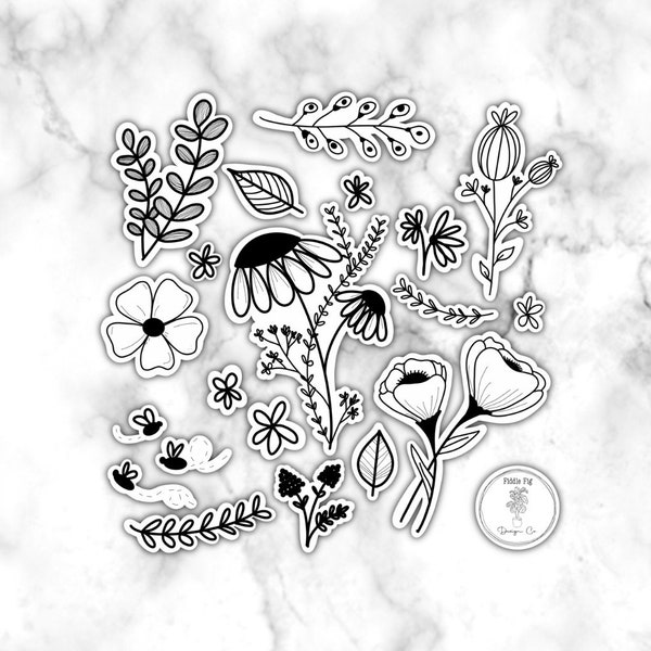 Doodle Black and White Stickers - Etsy