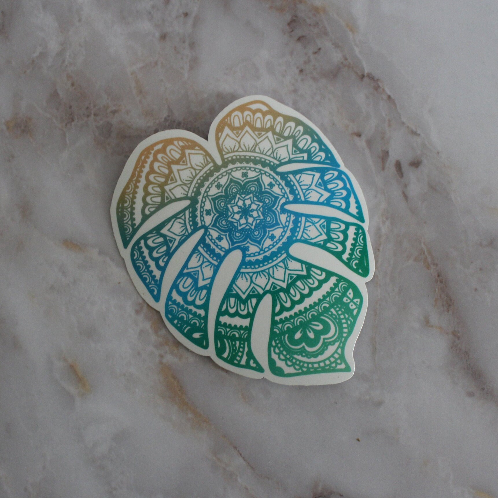 Mandala Monstera Leaf Sticker - Etsy