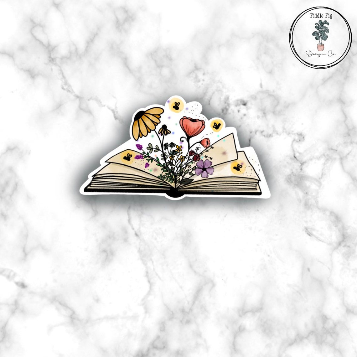 Floral Book Sticker Books Reading Sticker Floral Sticker | Etsy