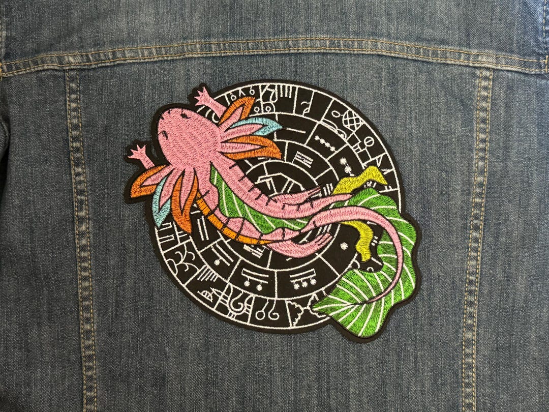 Mexican Axolotl Dragon Calendar Large Iron on Patch, Sew or Glue ...