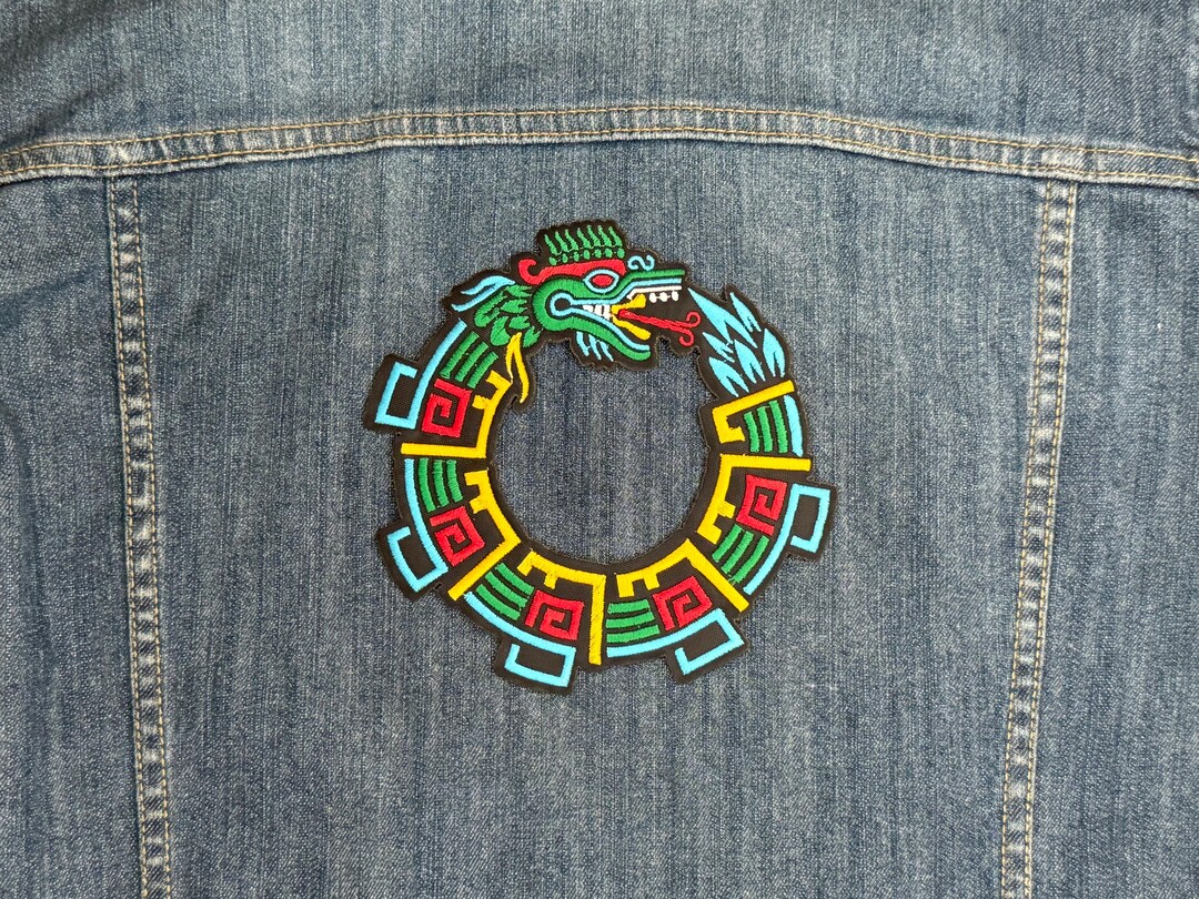 Aztec Mexican Quetzalcoatl Dragon Medium Size Iron on Patch Ethnic ...