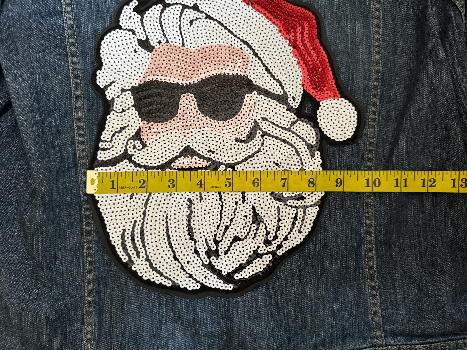 XL Cool Rocker Santa Claus Iron on Patch or Sew Appliqué Sequin Retro ...