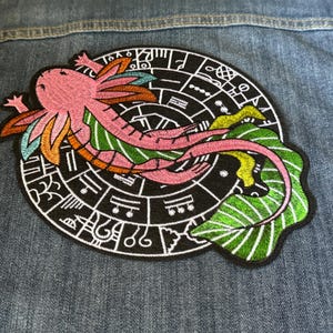 Mexican Axolotl Dragon Calendar Large Iron on Patch, Sew or Glue ...