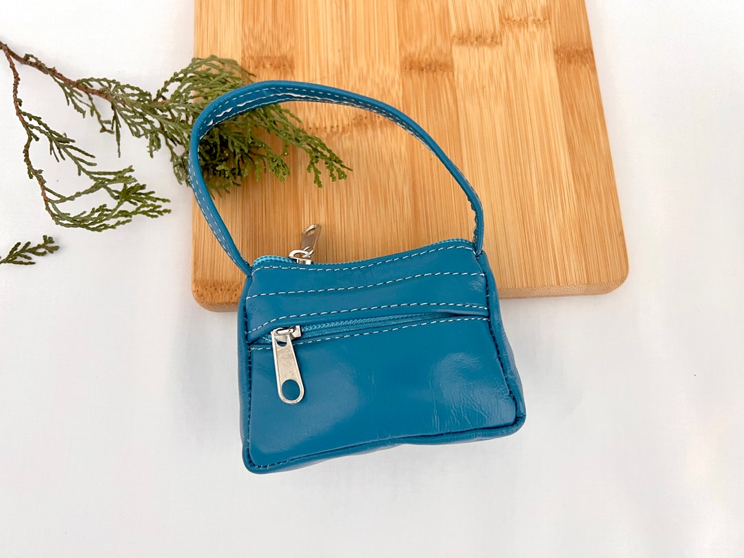 Leather Mini Purse Small Bag Tiny Pouch Coin Purse for Wrist Ocean Blue ...