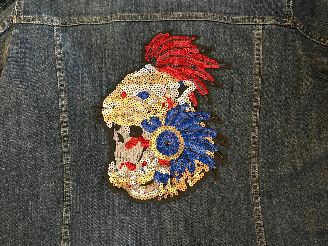 Aztec Warrior Skeleton Mexican Fighter Chief Iron on Patch or Sew ...