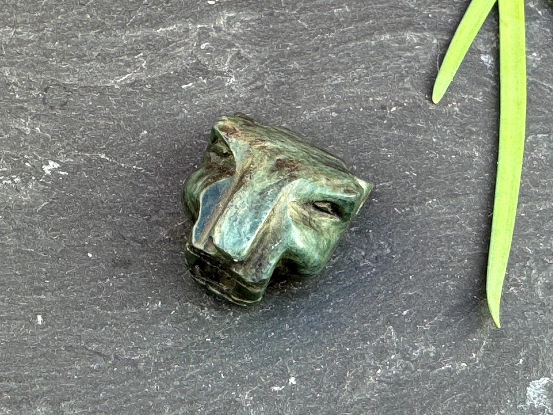Jaguar Aztec Mayan Style Medium Size Pendant Head Natural Serpentine ...