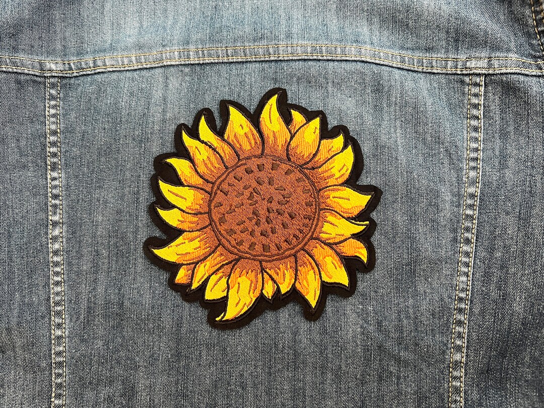Large Sunflower Iron on Patch or Floral Sue Applique Flower Hand Made ...