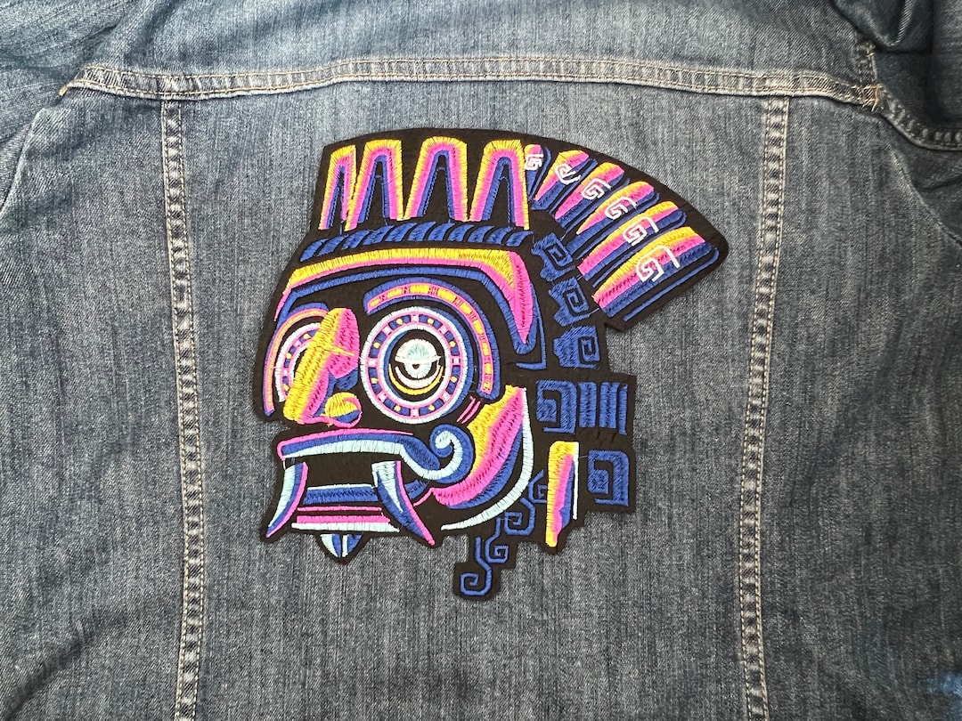 Tlaloc God Mexican Aztec Iron on Patch or Sew Ethnic Comic Futuristic ...
