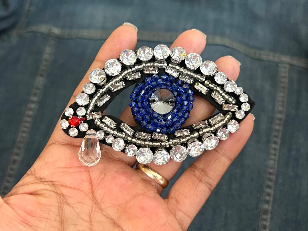 Rhinestones Eye Milagros Sewing Patch DIY Projects Embroidered Beaded ...