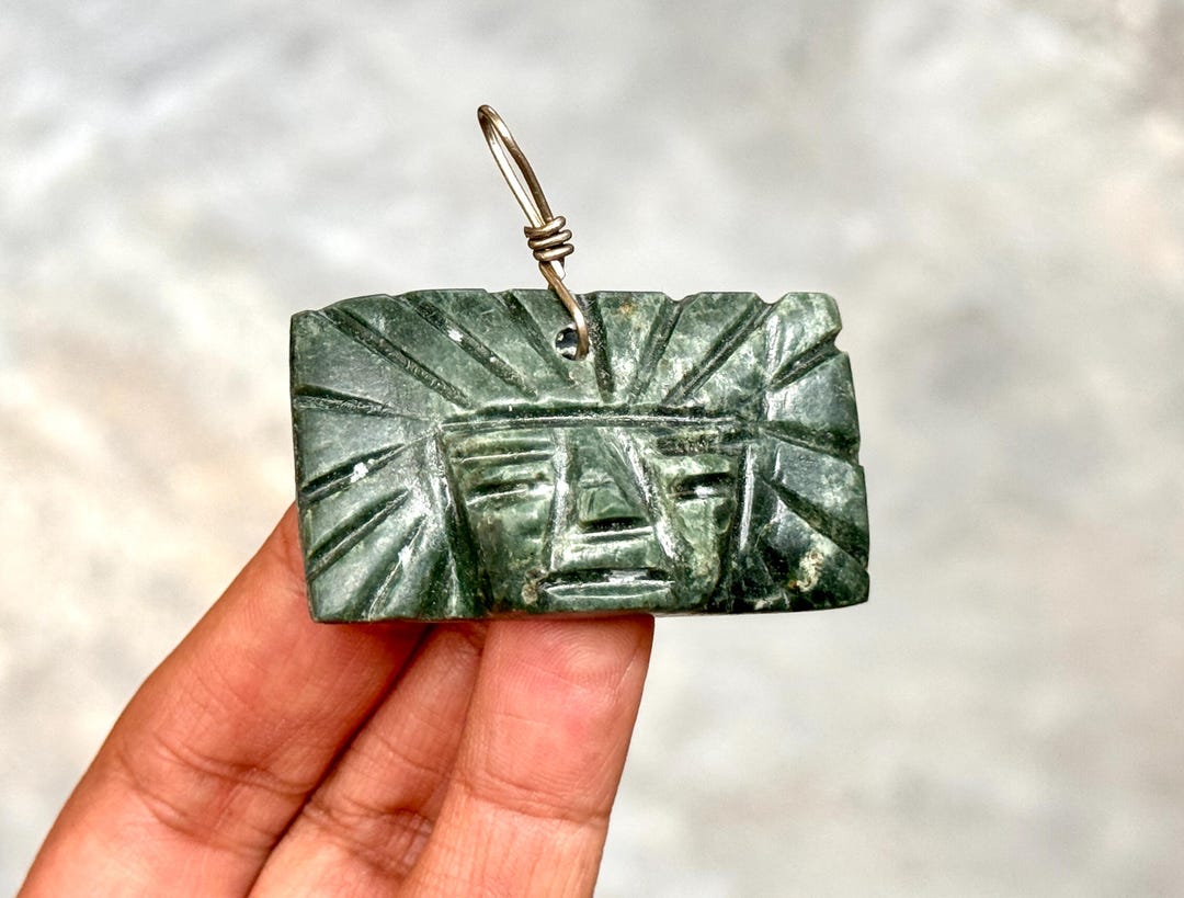 Mayan Jade Warrior Face Pendant Natural Guatemalan Nephrite Jade Not ...
