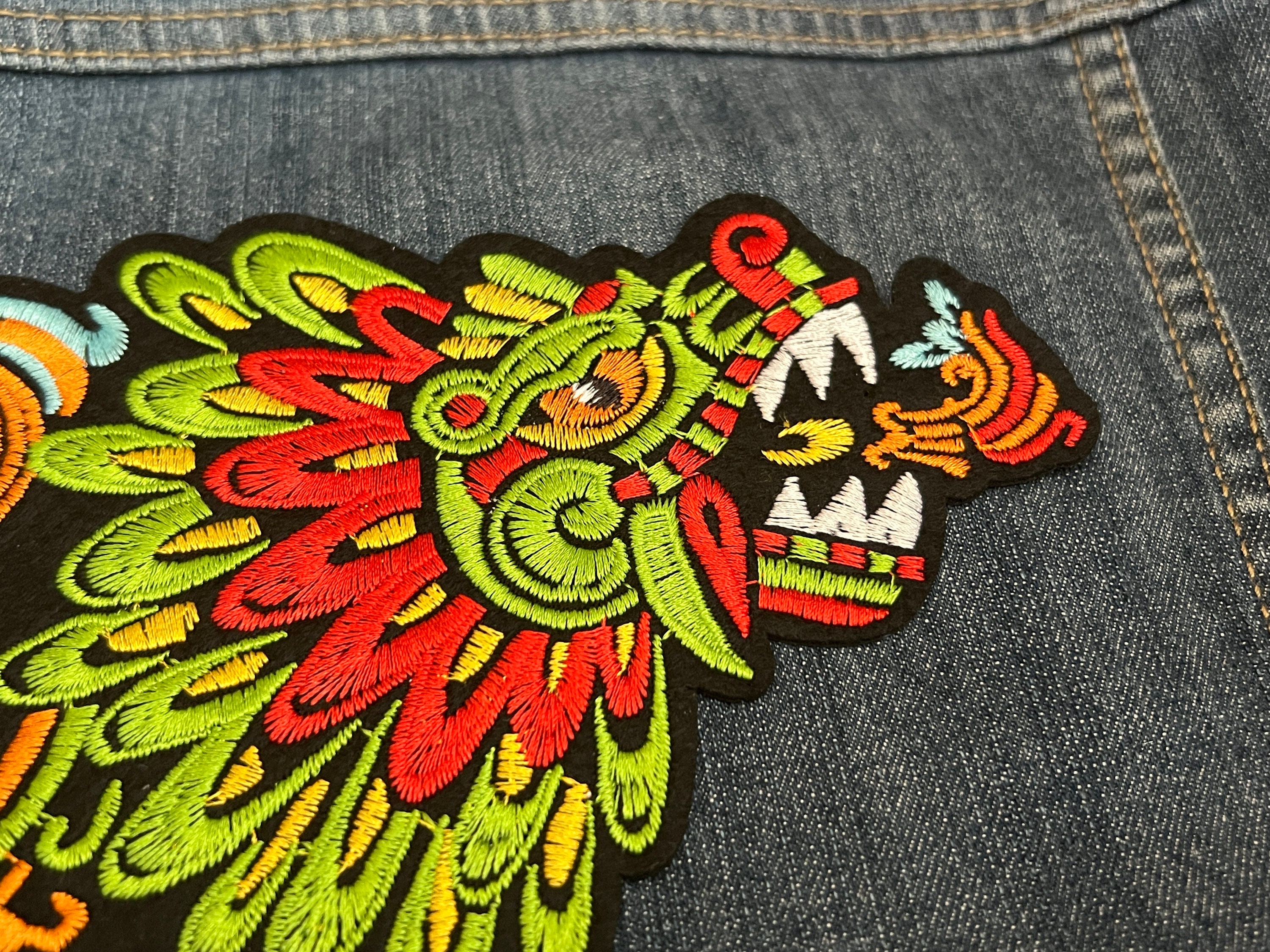 Embroidered Quetzalcoatl Mexican Aztec Dragon Iron on Patch or Sew ...