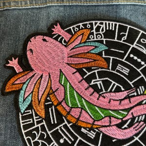 Mexican Axolotl Dragon Calendar Large Iron on Patch, Sew or Glue ...
