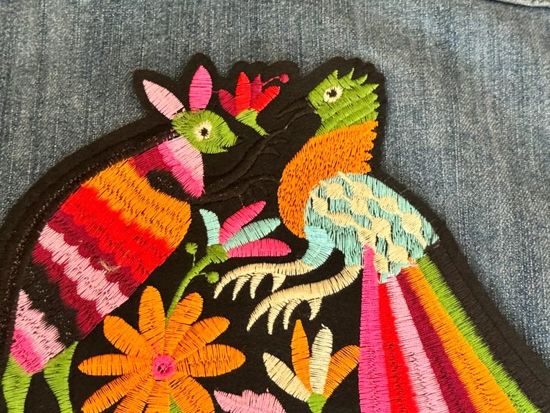 Otomi Birds Iron-on Patch: Mexican Embroidered Appliqué Folk Art - Etsy