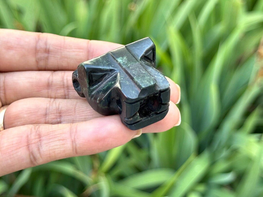 Jaguar Aztec Mayan Style Large Pendant Natural Mexican Jade Hand Carved ...
