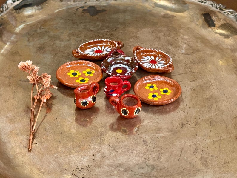 Mini Mexican Barro Dishes Lot 8 Pcs. Mix Mini Dishes Set, Hand-painted ...