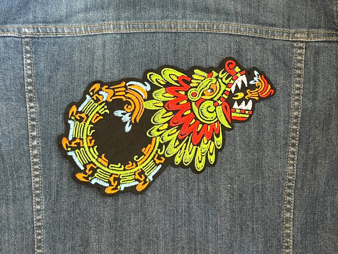 Quetzalcoatl Mexican Aztec Dragon Iron on Patch or Sew Ethnic Patch for ...