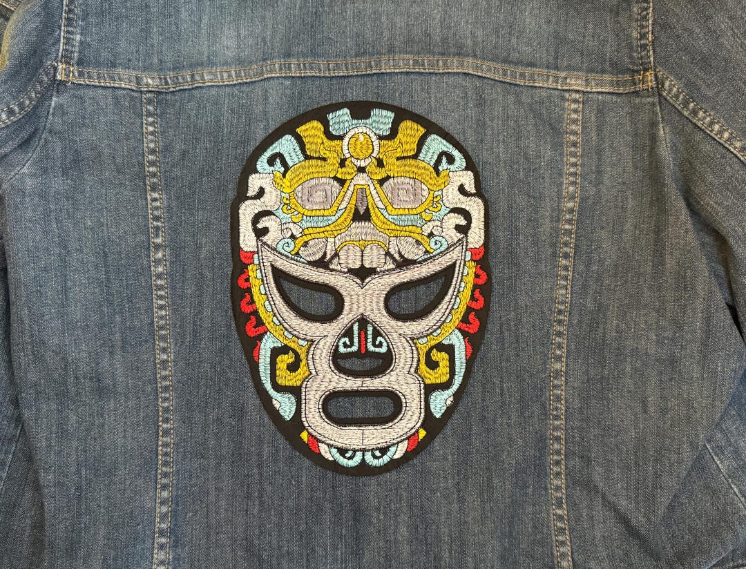 Large Mexican Luchador Wrestler Mayan Aztec Style Iron on Patch or Sew ...