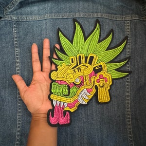 Aztec Quetzalcoatl Head Embroidered Iron on Patch or Sew Patch Mexican ...