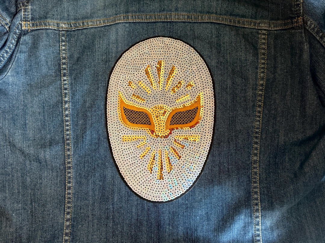 Tornasol Sequin Mexican Luchador Wrestler Large Iron on Patch or Sew Applique Retro Shiny ...