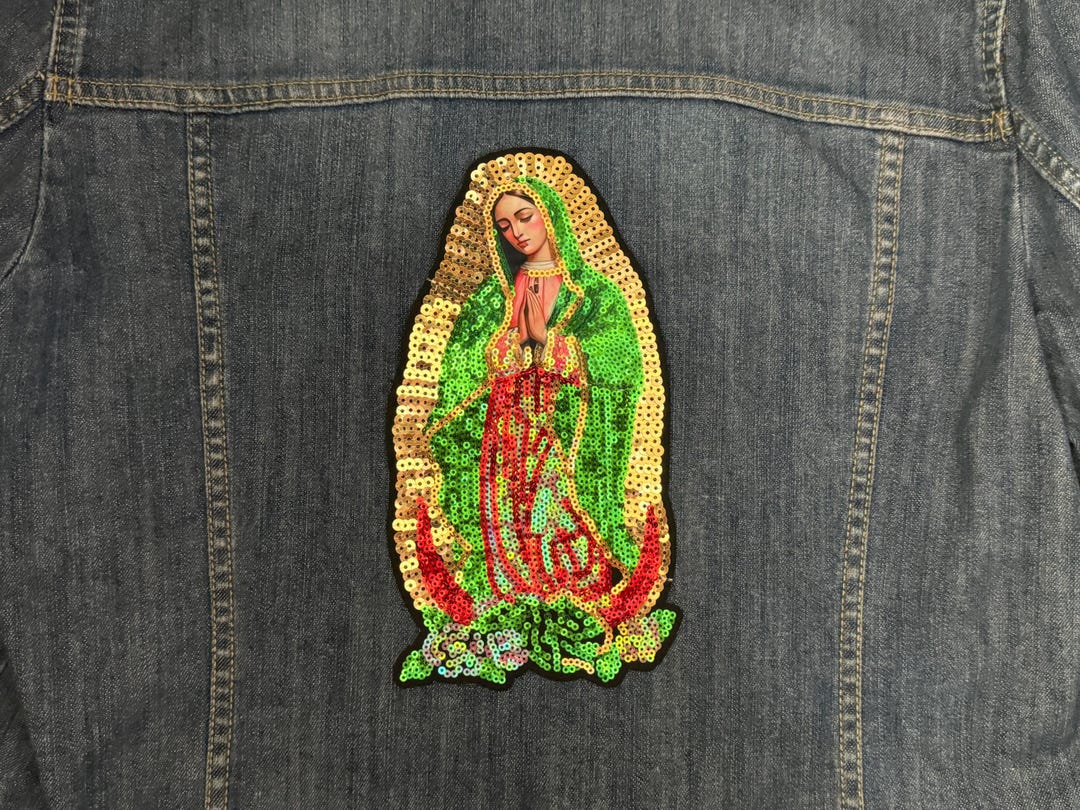 Lady of Guadalupe Mary Large Iron on Patch or Sew Appliqué Sequin ...